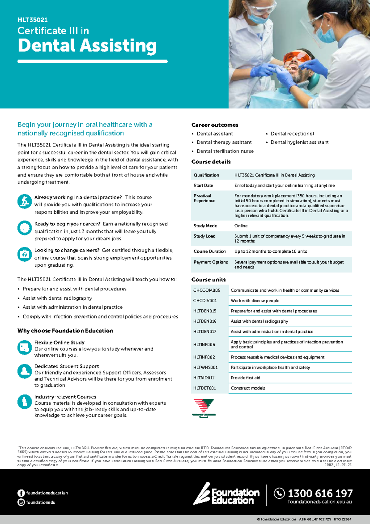 HLT35021 Certificate III in Dental Assisting - foundationeducation ...
