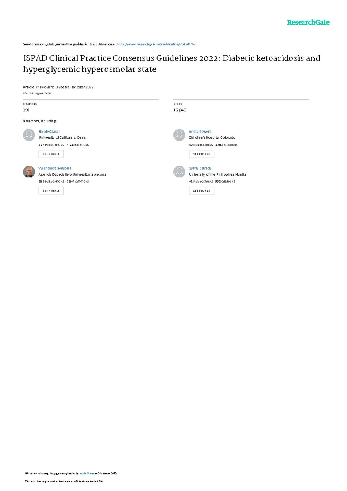 ISPAD 2022 Guidelines: Management of Diabetic Ketoacidosis & HHS - Studocu
