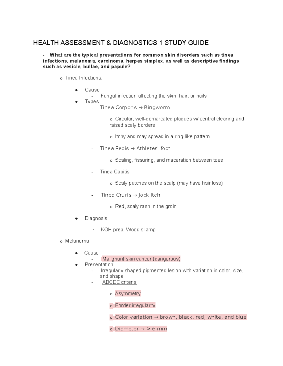 Health Assessment 1 Midterm Study Guide: Key Concepts & Findings - Studocu