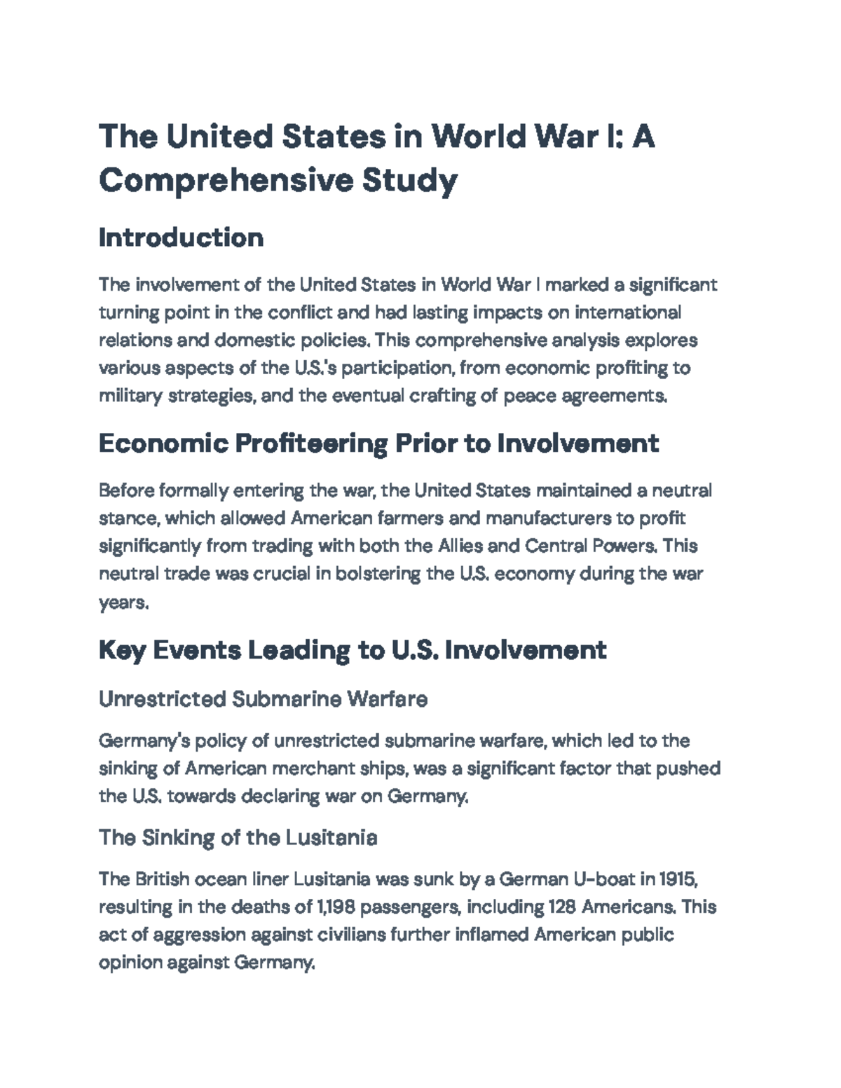 The United States in World War I: Economic, Military, & Political ...