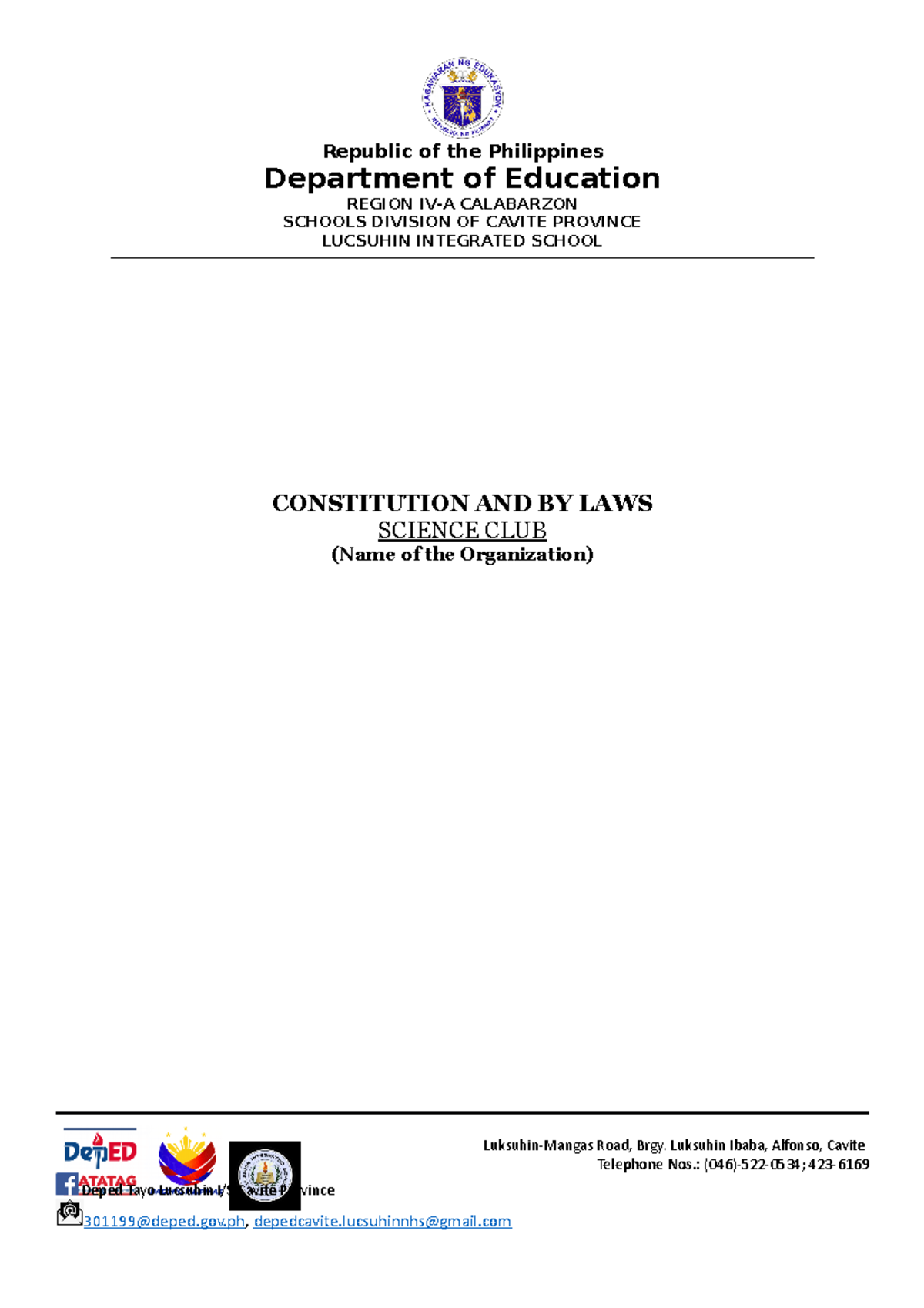 Science Club Constitution & Bylaws - CBL 2022-2023 - Studocu