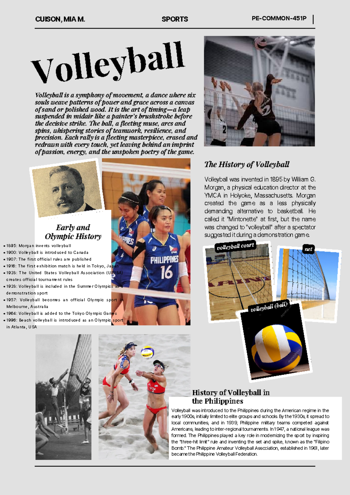 Black and White Modern Art of Dressing Fashion Article A4 Document - Volleyball Volleyball is a ...