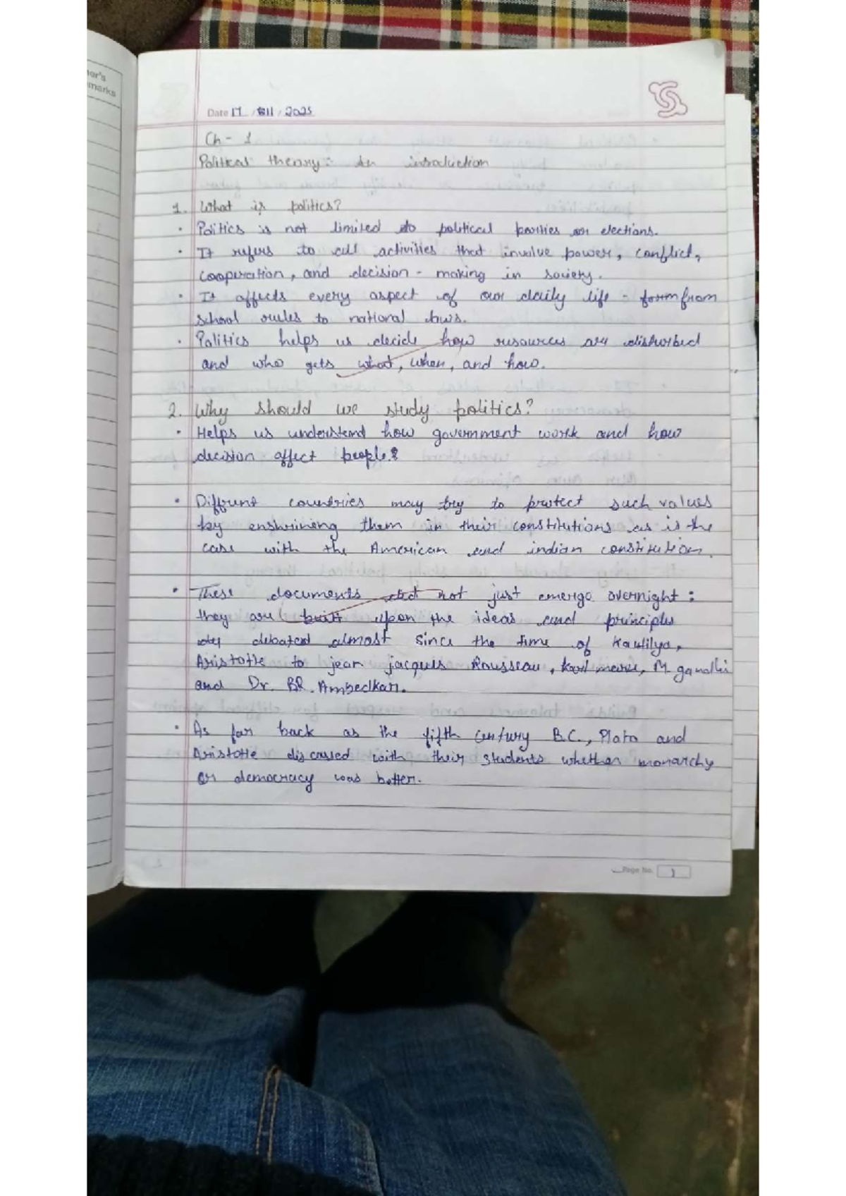 Class 11 Political Theory: Chapter 1 - Introduction to Politics - Studocu