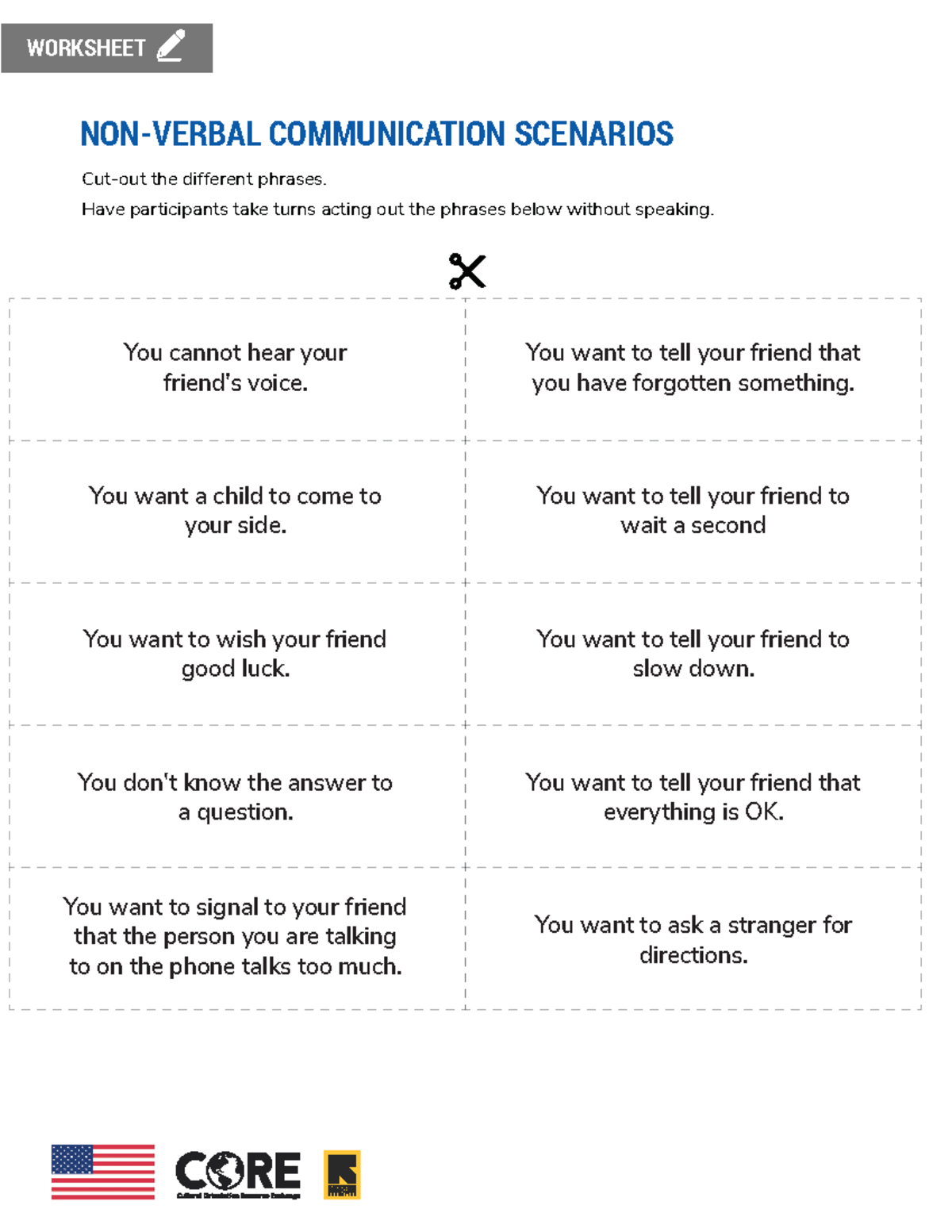 Non Verbal Communication Scenarios - WORKSHEET NON-VERBAL COMMUNICATION ...
