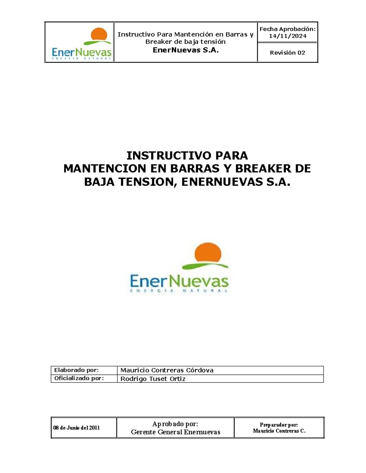 Instructivo de Mantenimiento de Barras y Breakers de Baja Tensión ...