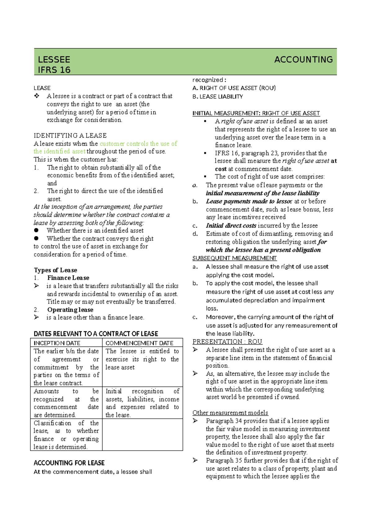 Lessee Accounting: Understanding IFRS 16 Lease Standards and Impacts ...