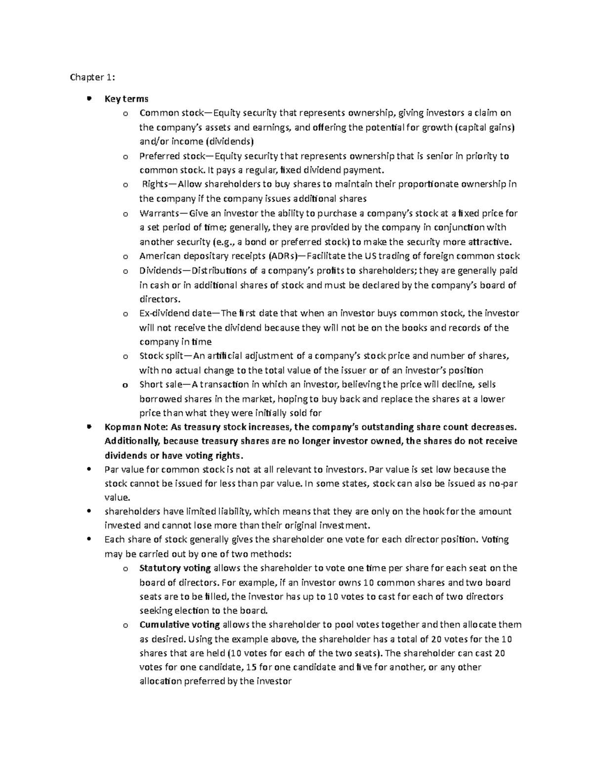 Knopman Textbook Study Guide - SIE Exam Notes for Chapters 1 & 2 - Studocu