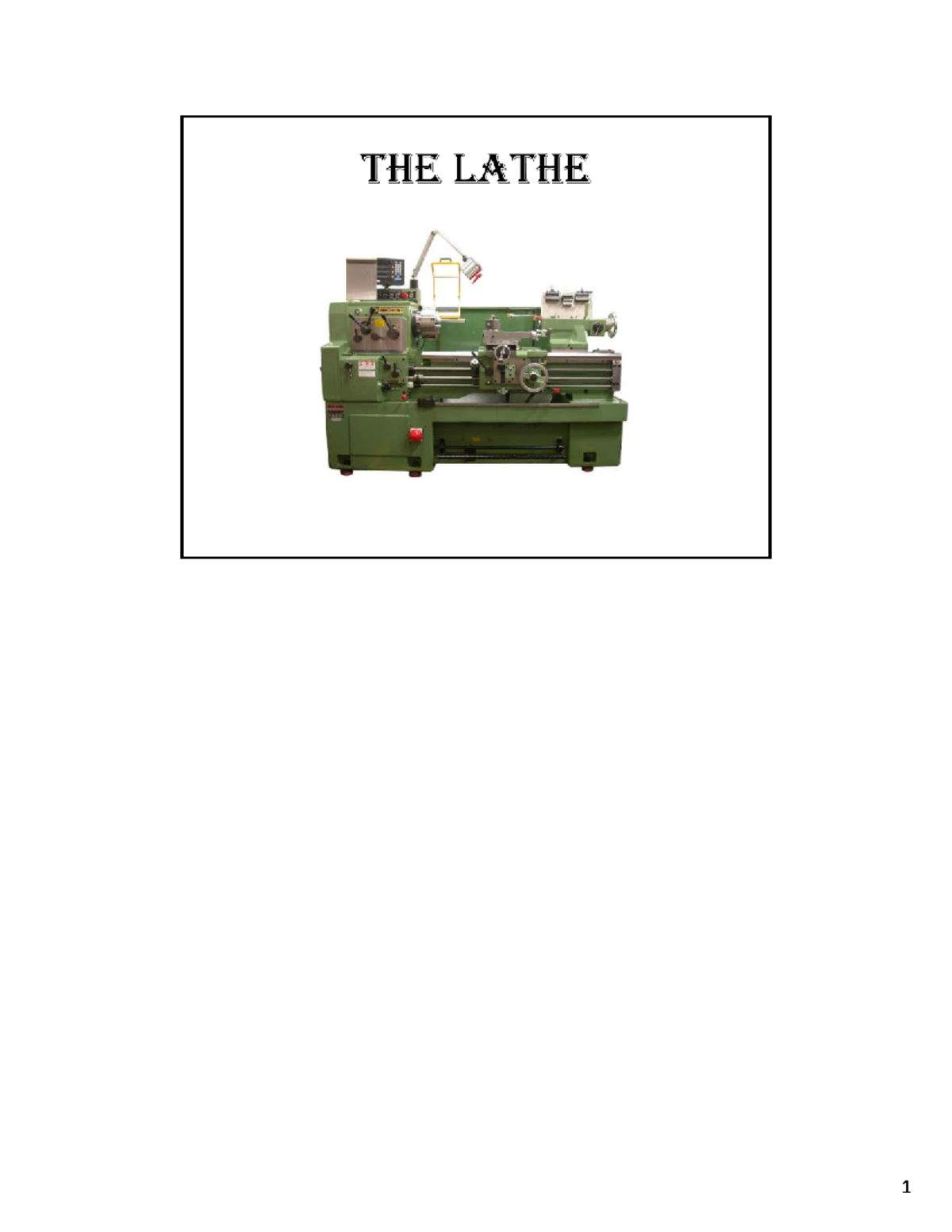Lathe Machine Tool Overview - Practice Material - Studocu