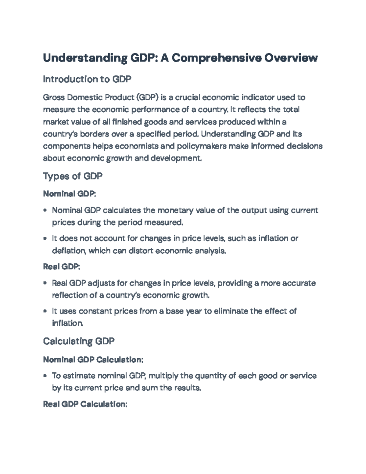 Understanding GDP: A Detailed Analysis for ECON 101 Final Exam ...