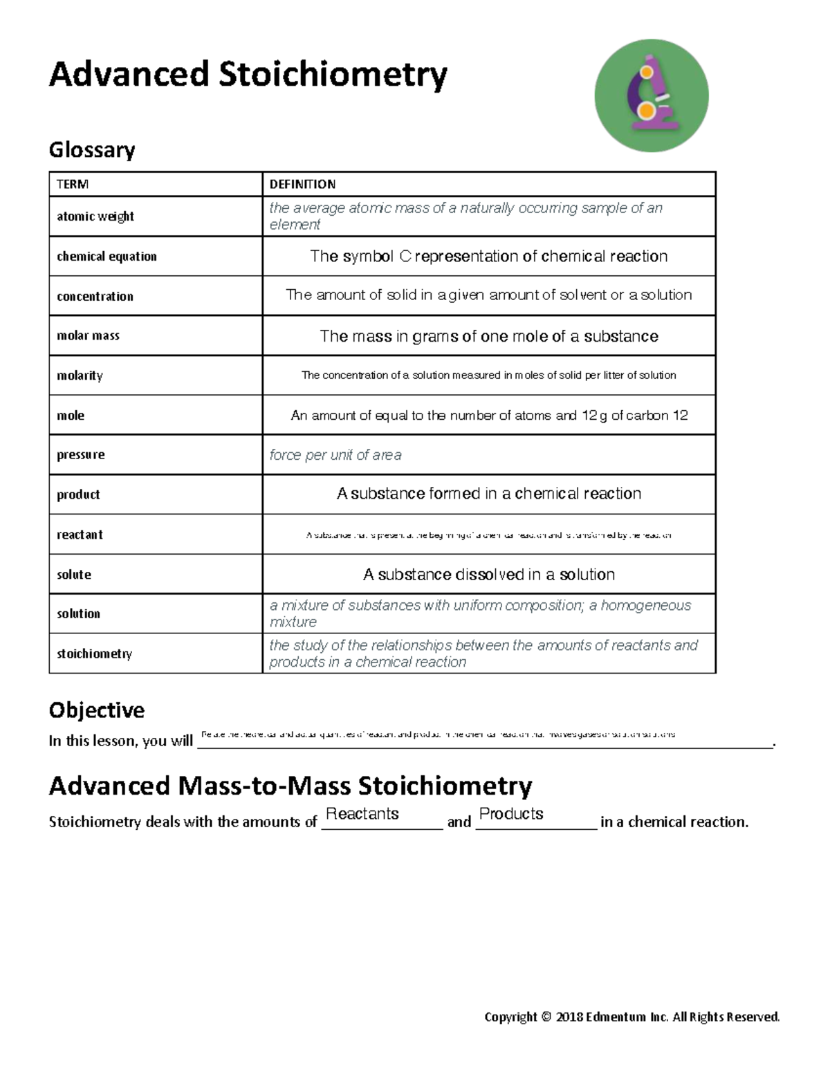 574125-Guided Notes: Advanced Stoichiometry Terminology and Concepts ...