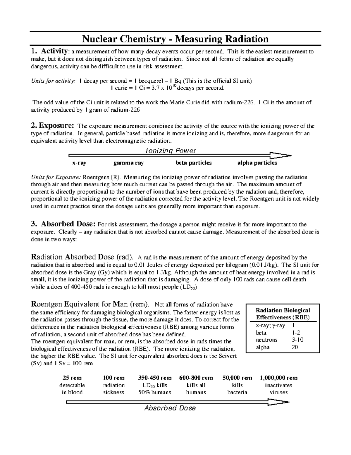 Nuclear Measuring Radiation - Nuclear Chemistry Measuring Radiation 1 ...