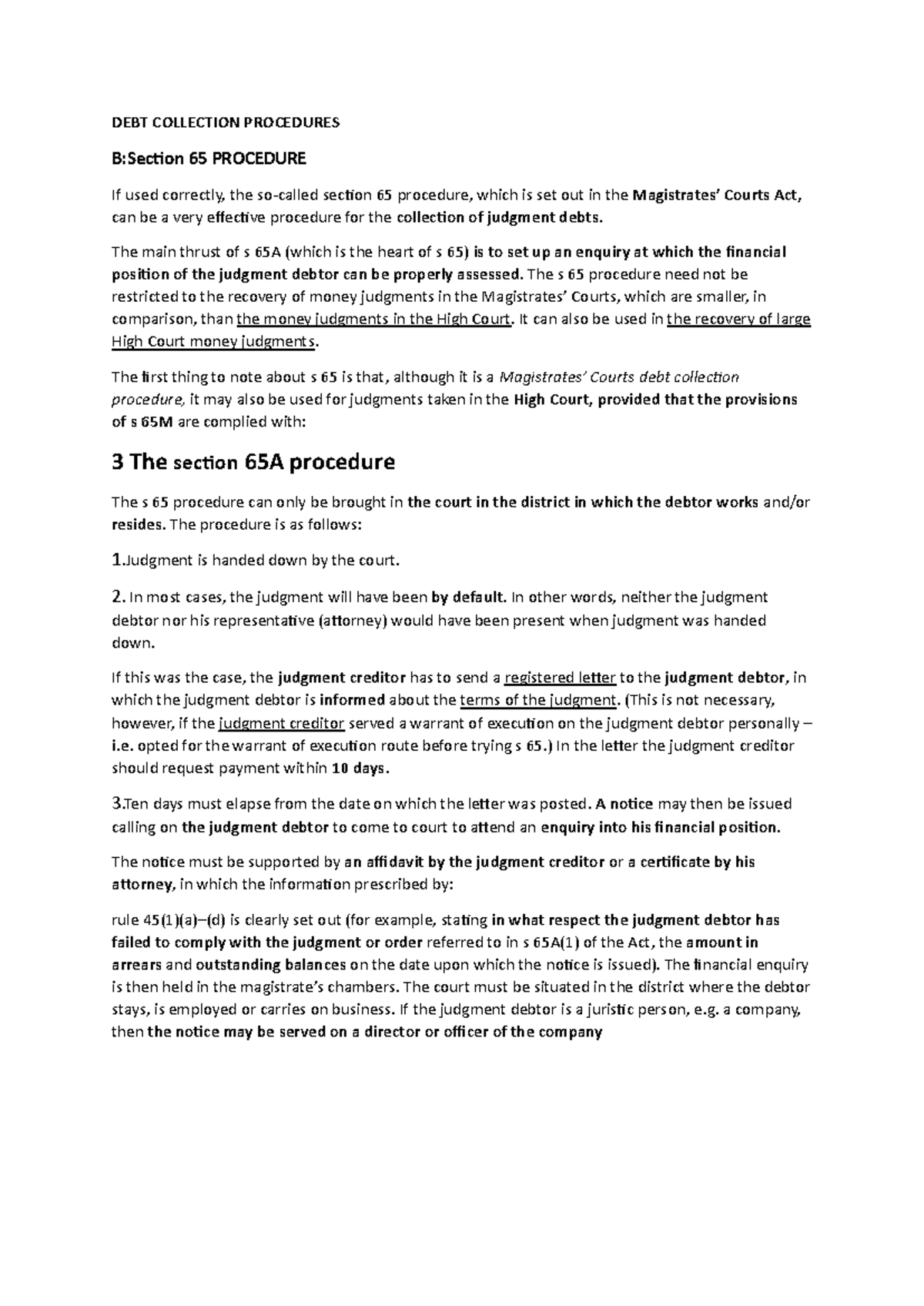 Debt Collection Procedures: Section 65 Overview & Spoliation Orders ...