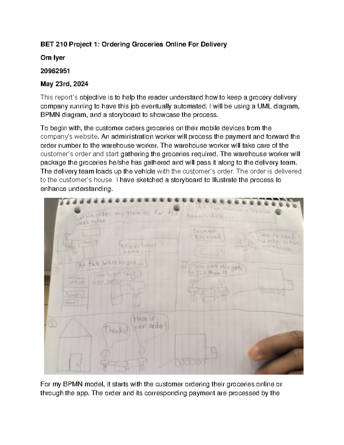 BET 210 Project 1: Grocery Delivery Automation Process Overview - Studocu
