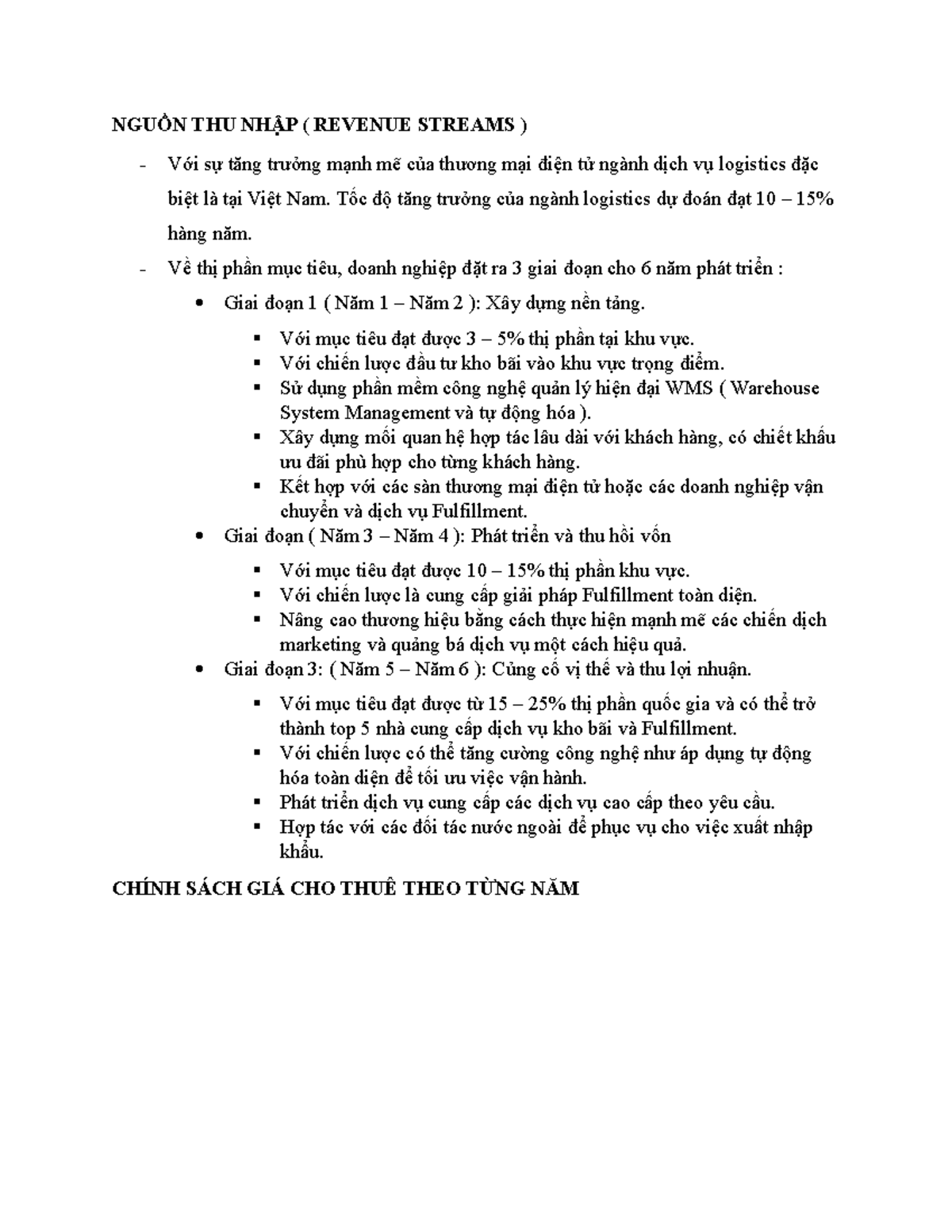 BTNhom 7 22 - giao nhận hàng hóa 1 - NGUỒN THU NHẬP ( REVENUE STREAMS ) Với sự tăng trưởng mạnh ...