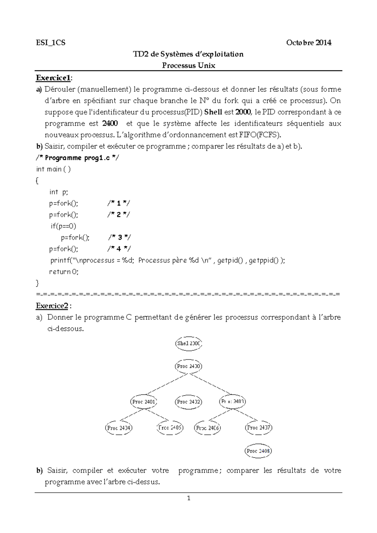 C13 TD2 - Processus Unix Exercises and Solutions - Studocu