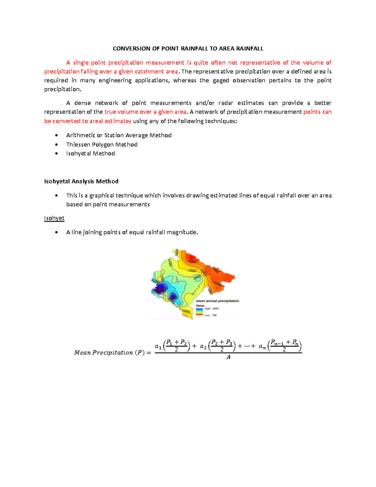 Reviewer 4 ( Conversion OF Point Rainfall TO AREA Rinfall) - CONVERSION ...