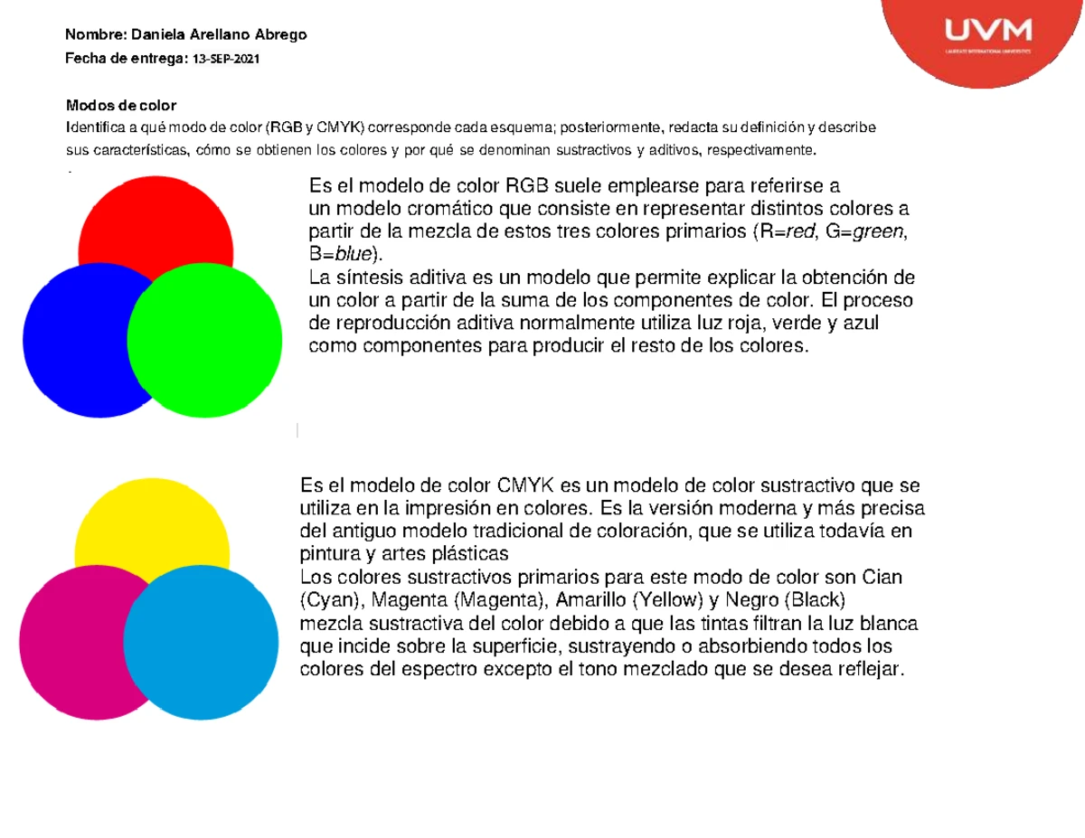 ACT 2 Teo Color: Modos de Color RGB y CMYK - Definiciones y ...