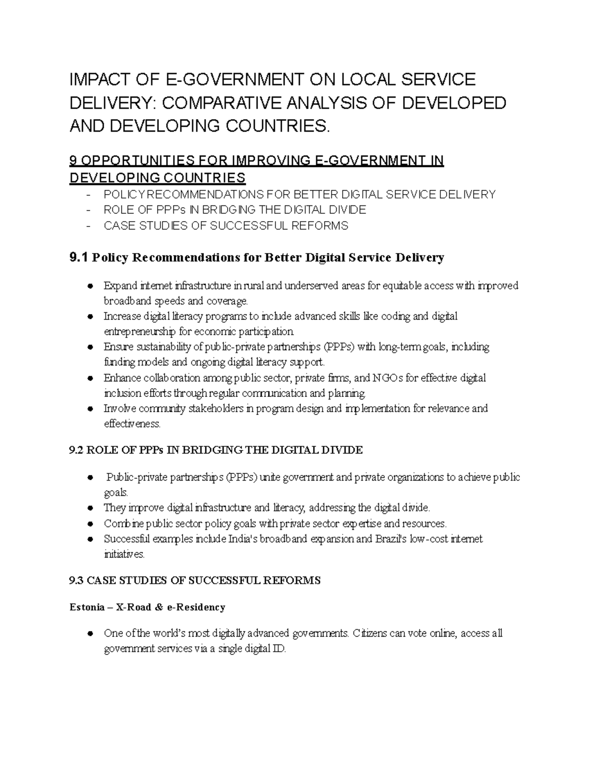 Impact of E-Government on Local Service Delivery: A Comparative Study ...