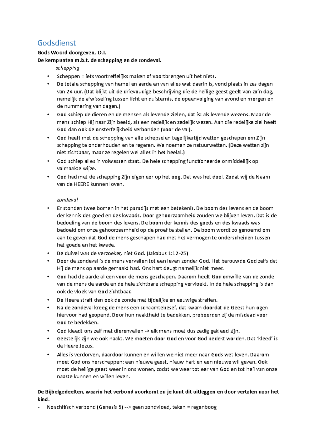 Samenvatting Godsdienst Periode 1: Schepping, Zondeval en Verbond ...