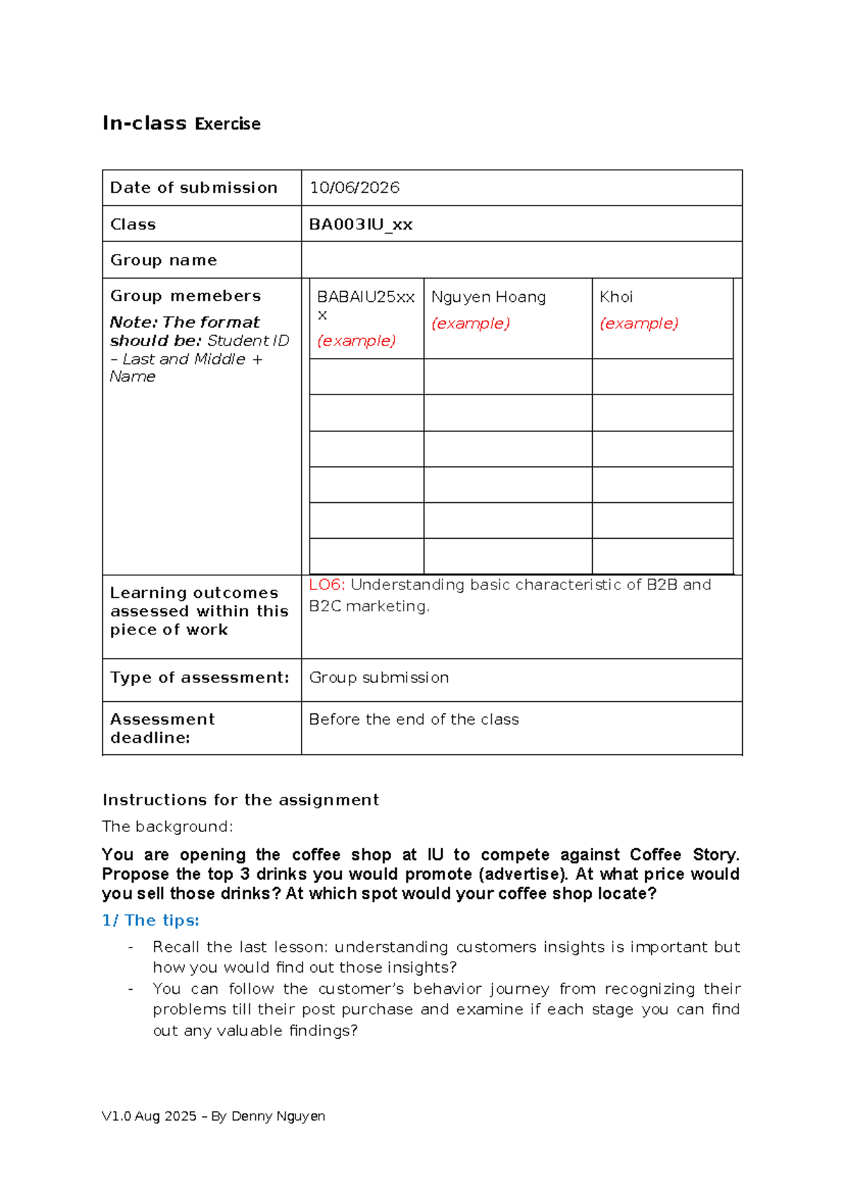 BA003IU Group Assignment: Coffee Shop Marketing Strategy - Studocu