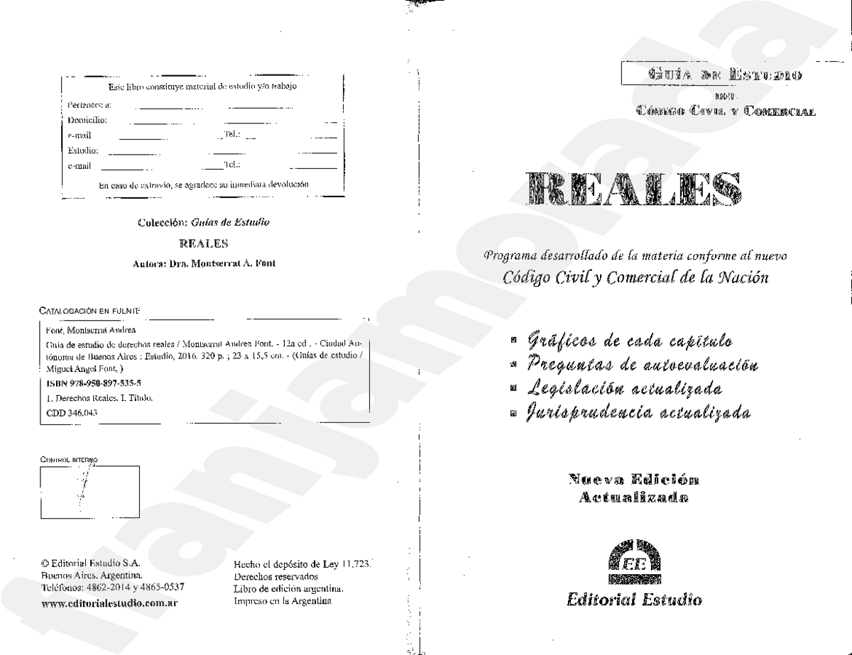 GUÍA DE ESTUDIO: DERECHOS REALES - CÓDIGO CIVIL Y COMERCIAL - Studocu