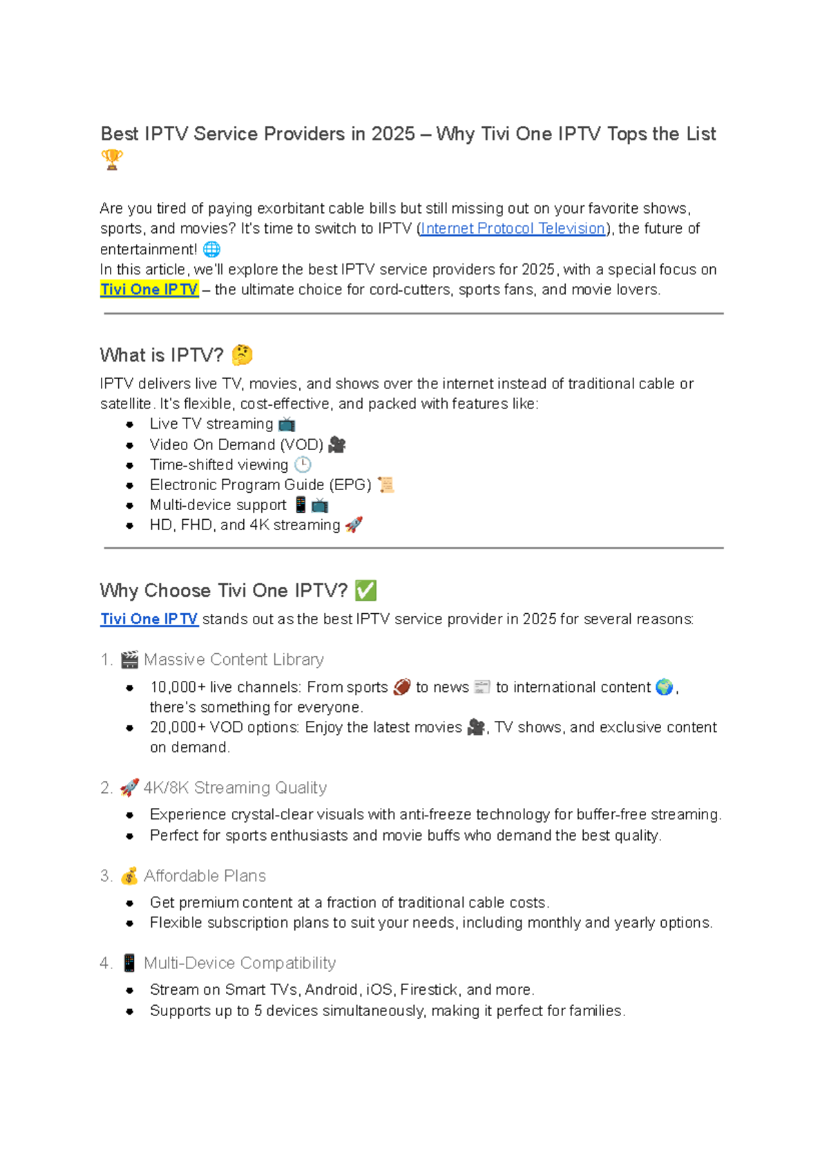 Top IPTV Services of 2025: Why Tivi One IPTV Leads the Pack 🚀 - Studocu