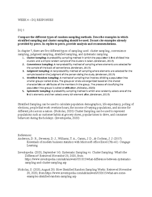 [Solved] What is sampling with replacement Each individual selected for ...