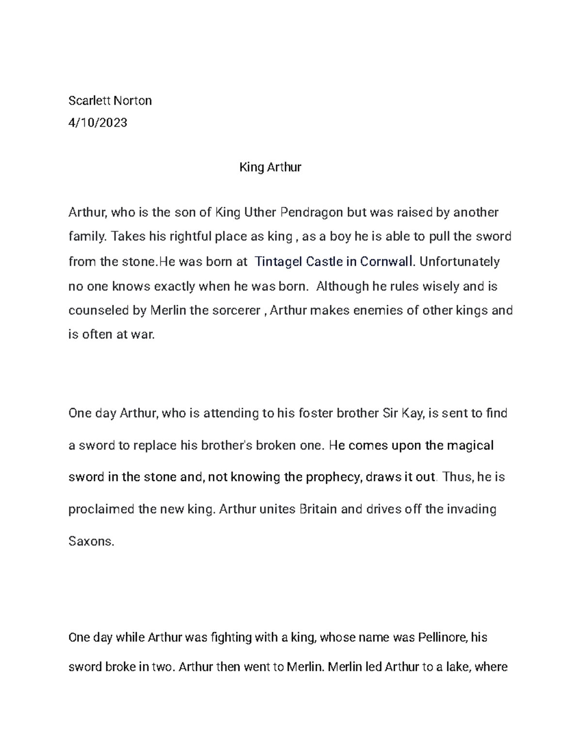 King Arthur: The Legend of the Sword in the Stone (HIST 101) - Studocu