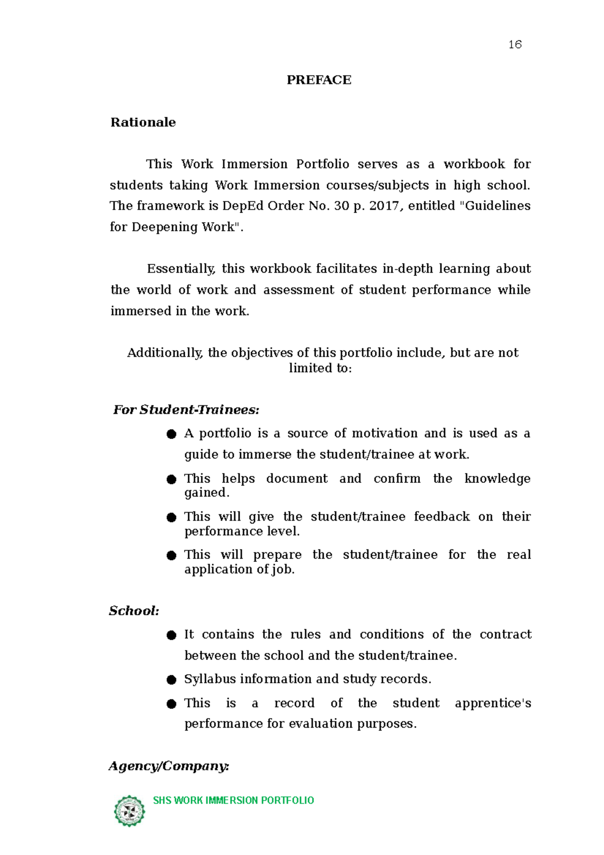 Mayang- Final- Portfolio - PREFACE Rationale This Work Immersion ...