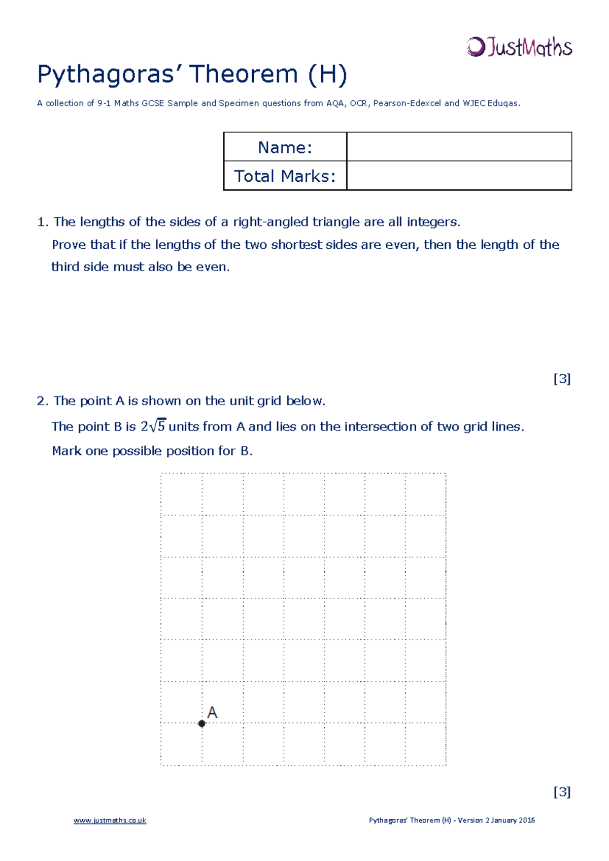 Geometry H: GCSE Sample Questions on Theorem (H) Version 2 - Studocu