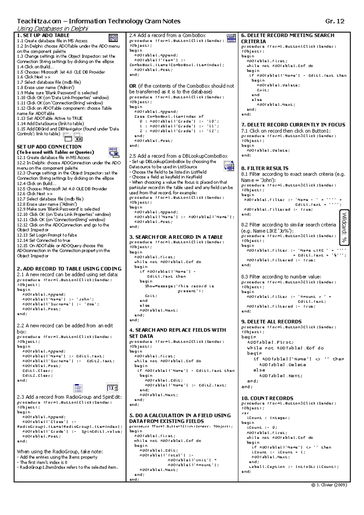 IT12Cram - Using Databases in Delphi: A Comprehensive Guide - Studocu