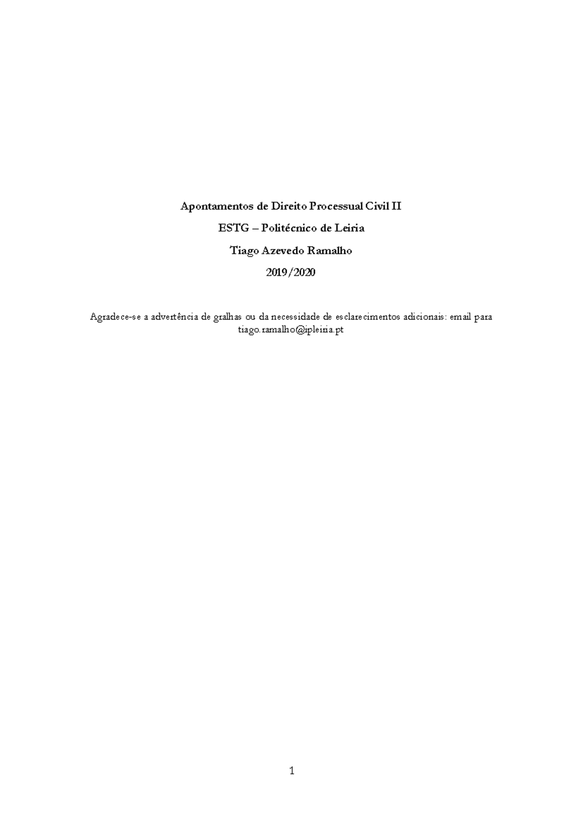 Apontamentos de Direito Processual Civil II - Despacho Liminar e ...