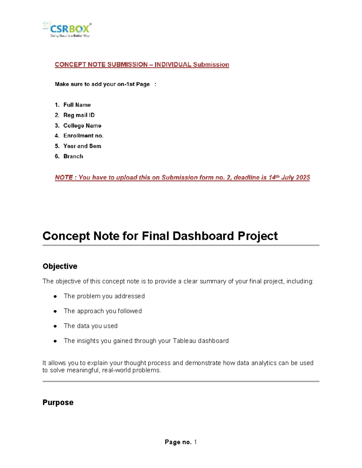 Concept Note for Final Dashboard Project (Data Analytics Internship ...