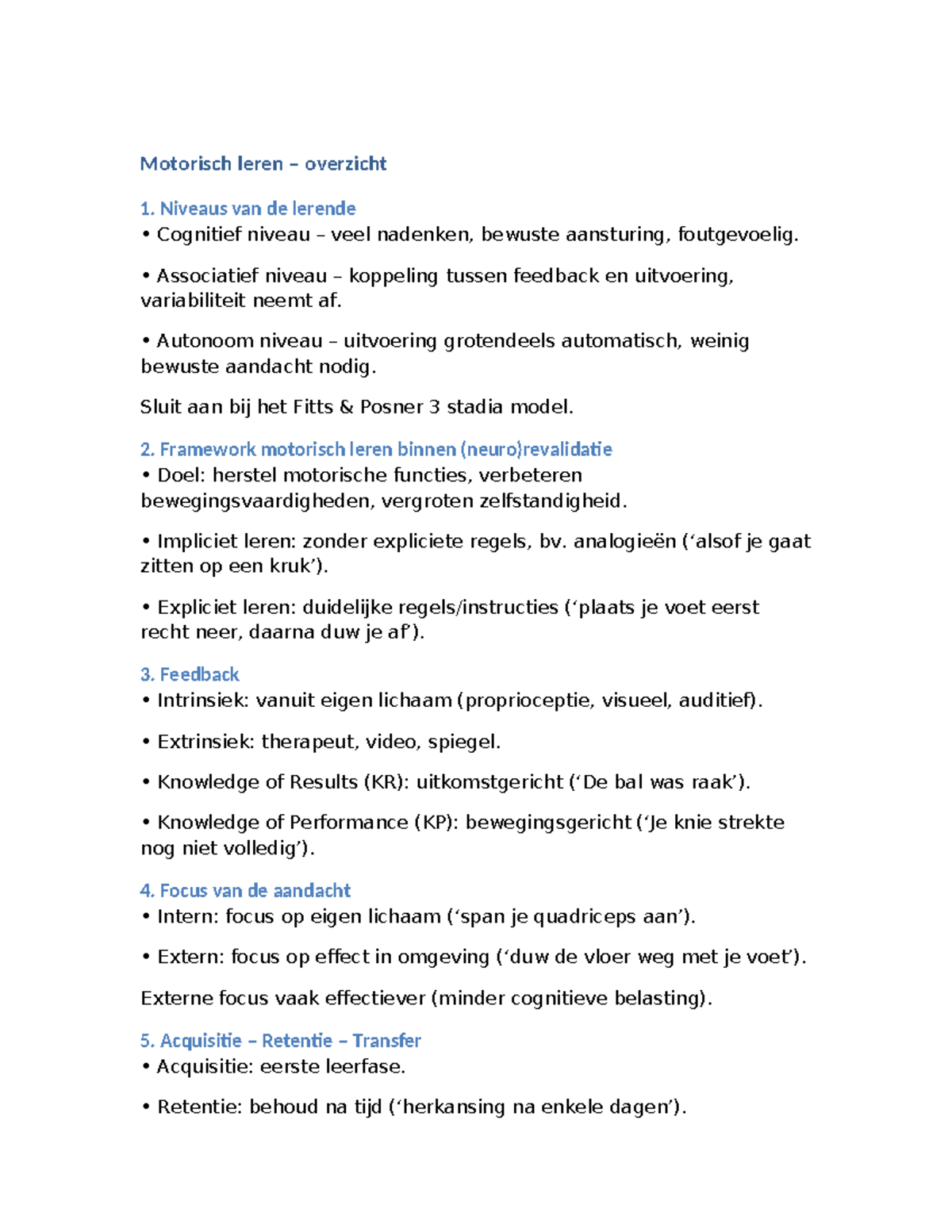 Motorisch Leren: Overzicht van Leermethoden en Fitts Posner Model ...