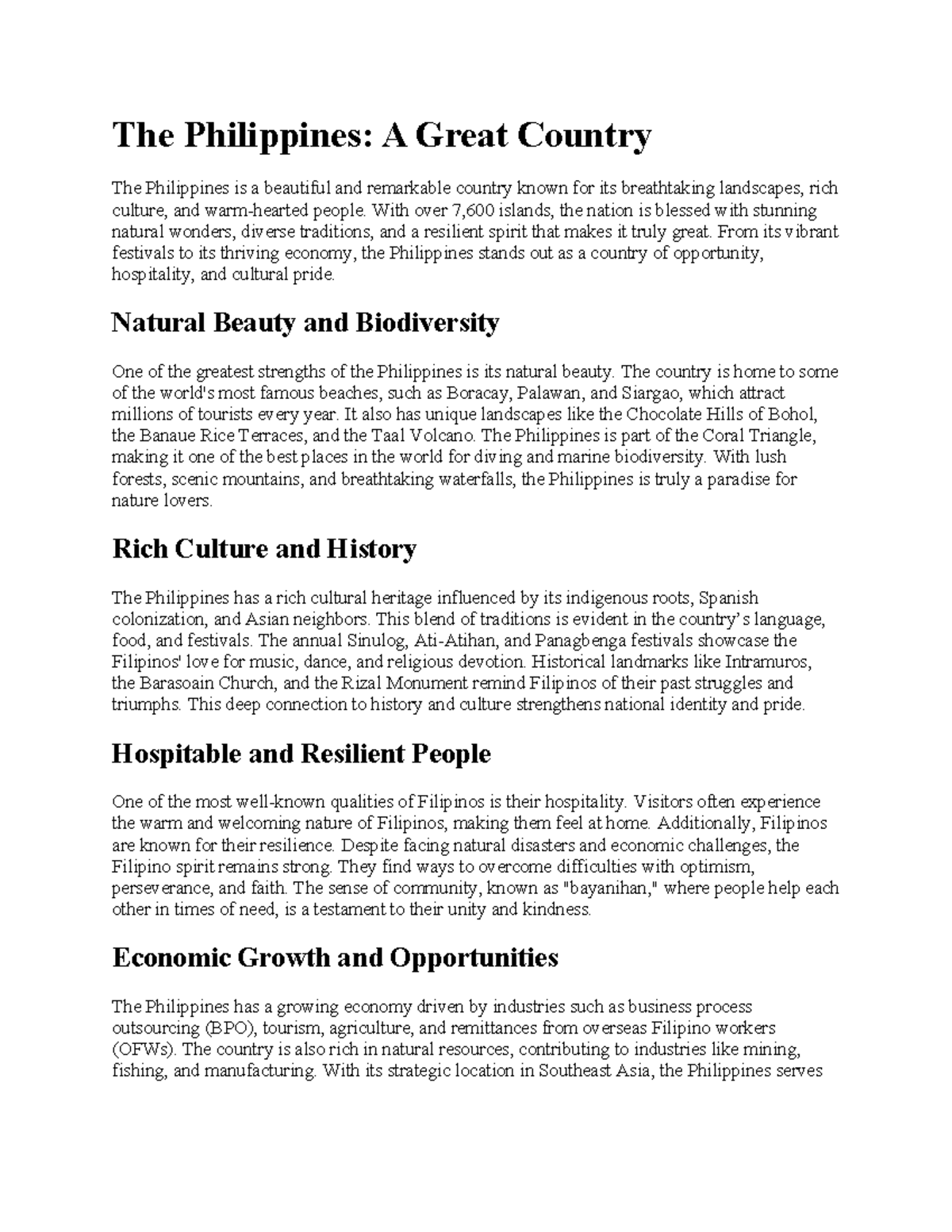 The Philippines: An Insightful Essay on Culture and Natural Wonders ...