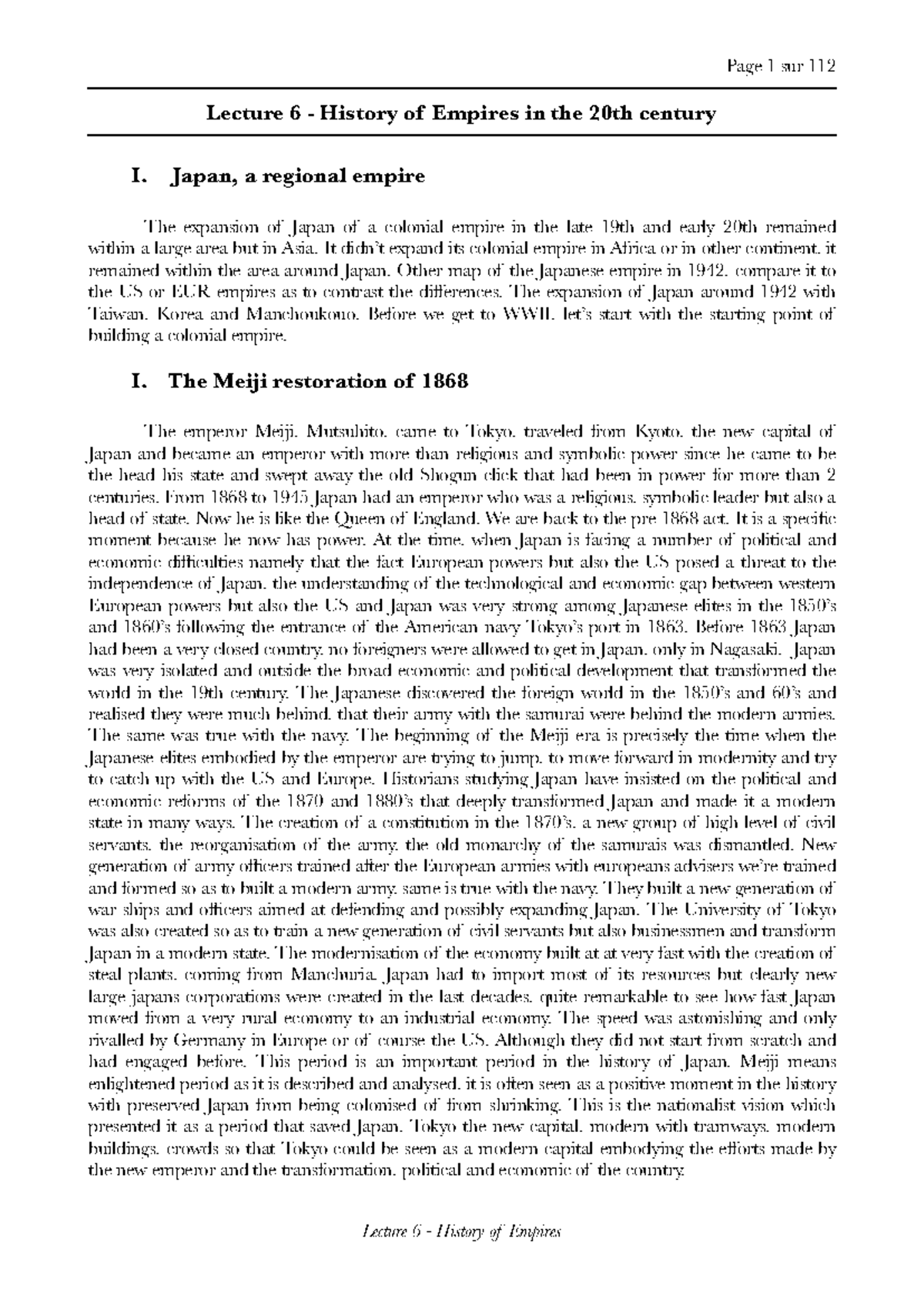 Lecture 6 - History of Empires in the XXth century - Lecture 6 ...