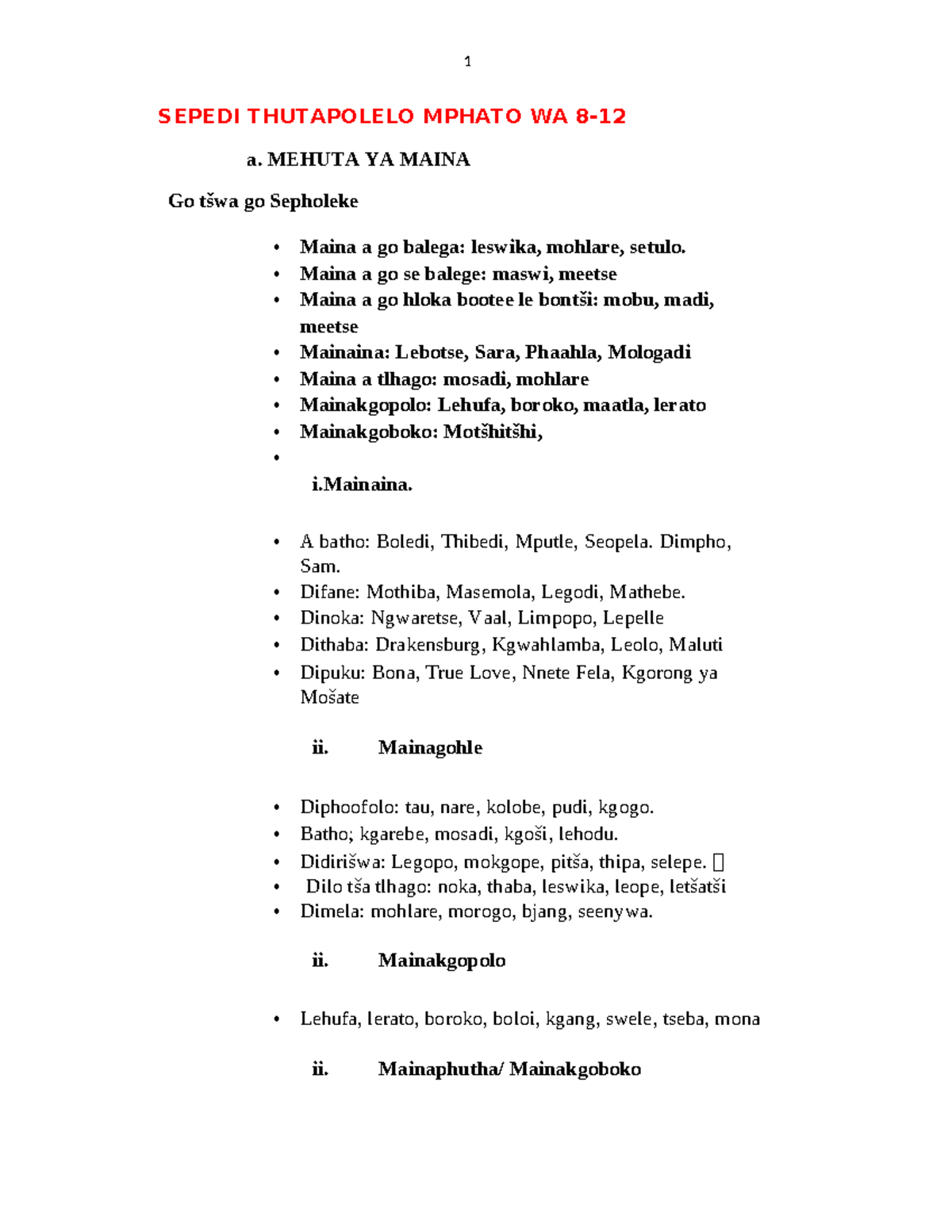 SEPEDI GRAMMAR NOTES MPHATO WA 8-12 - Studocu