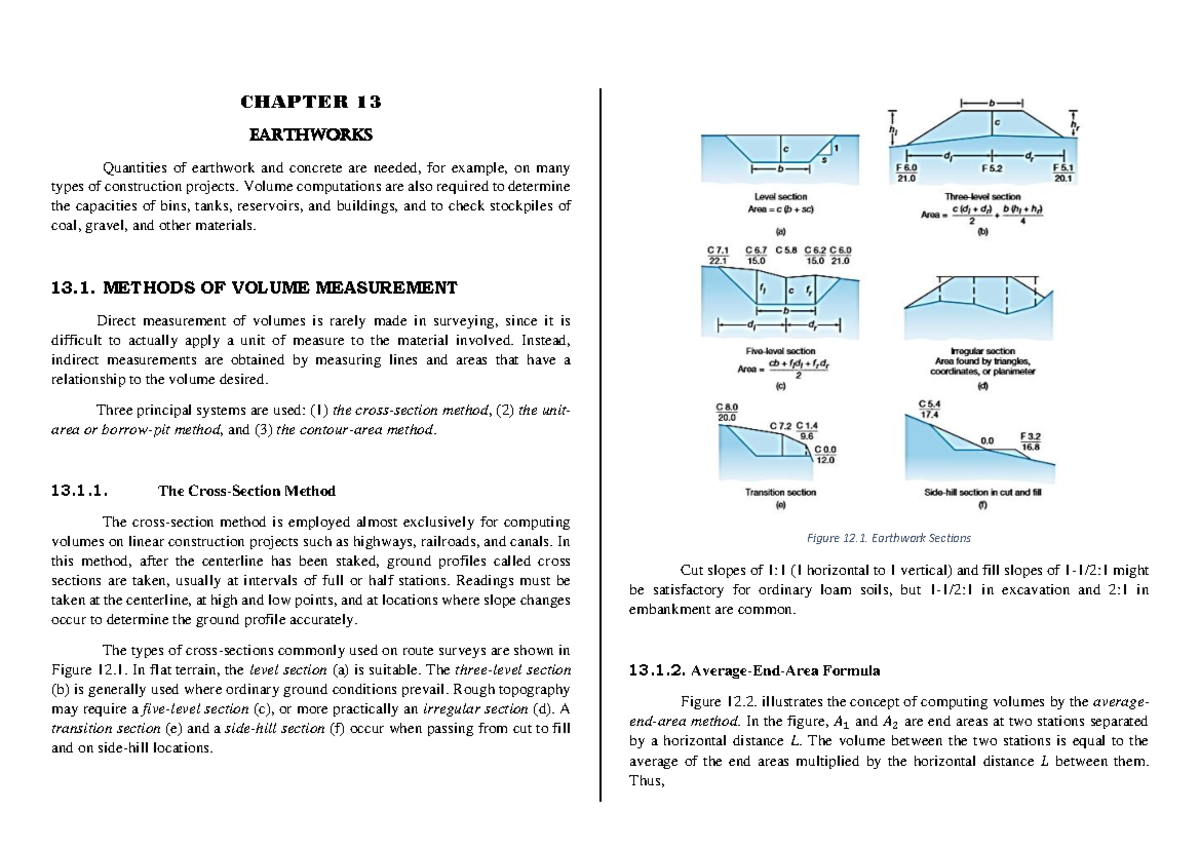 Module 13 - Earthworks Volume Calculation Techniques - Studocu