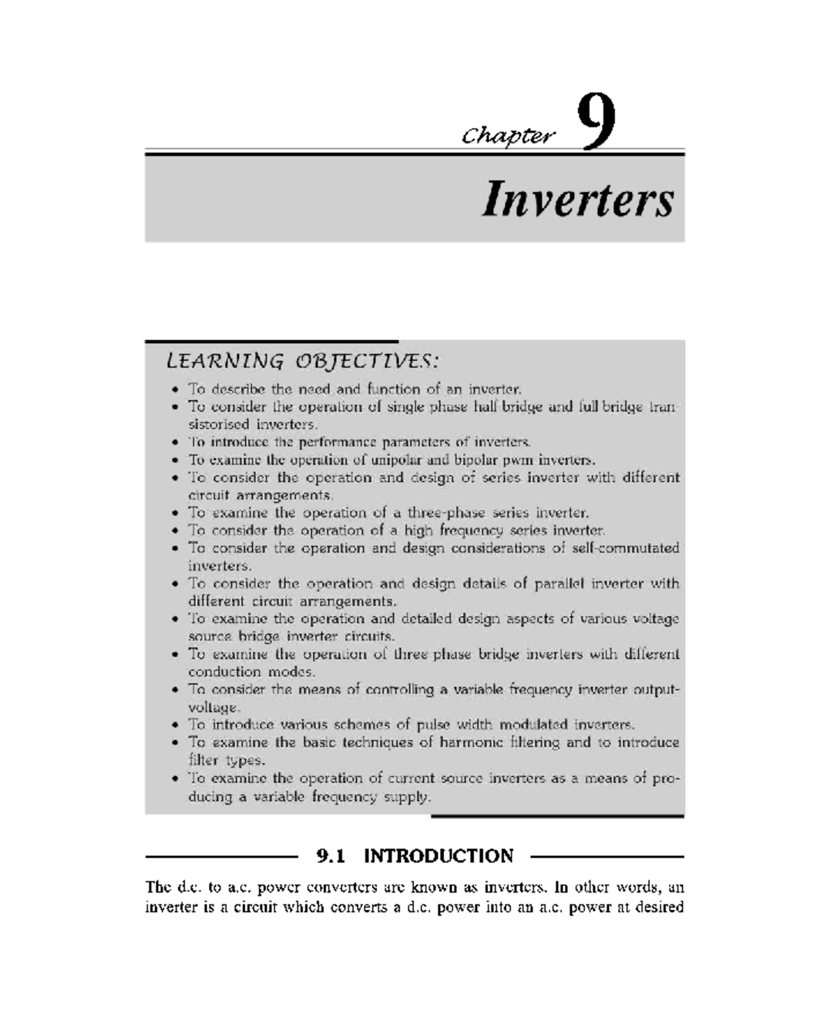 Chapter 9: Inverters - Operation, Design, and Performance Parameters ...