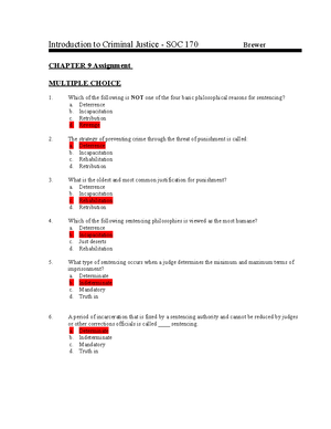 CJ chapter 11 - Multiple choice answers received 100 percent ...