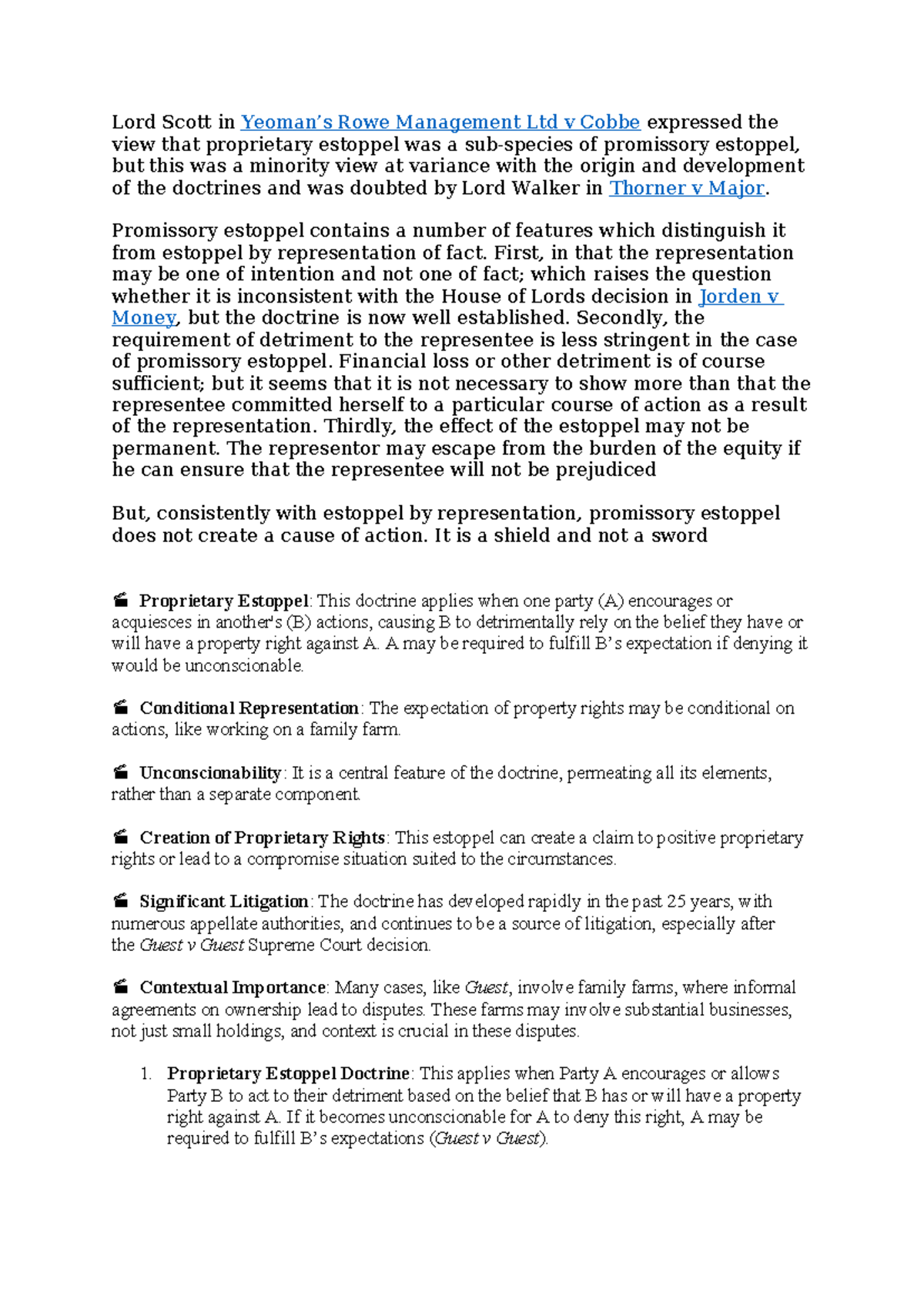 Proprietary Estoppel Insights: Key Cases & Principles (LAW 101) - Studocu
