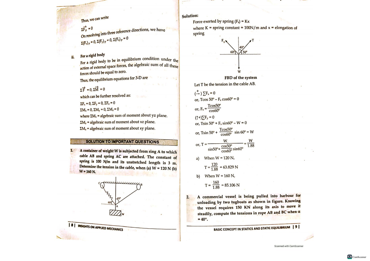 BASIC CONCEPTS IN STATICS AND STATIC EQUILIBRIUM - APPLIED SOLUTIONS ...