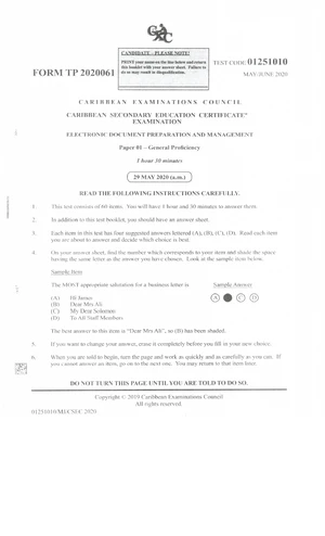 CSEC EDPM P1 2021 - Study Notes and Key Concepts - Studocu