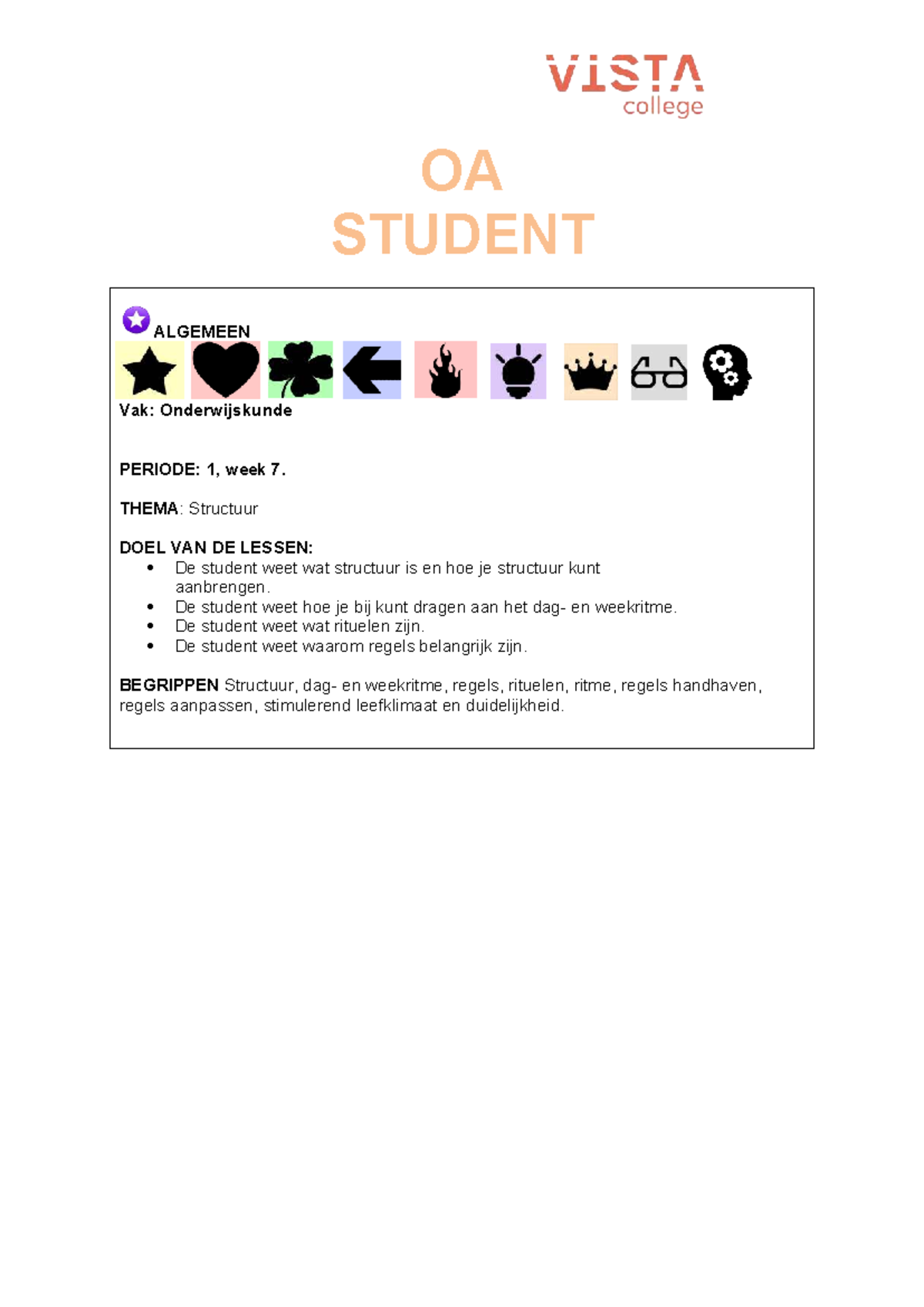 Lesbrief 7: Structuur in Onderwijskunde (OA) - Periode 1 - Studeersnel