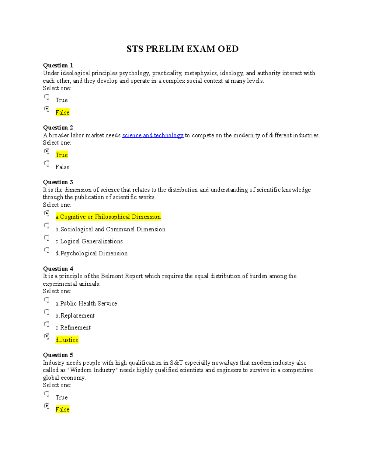 STS Prelim Exam Review: Essential Topics and Questions Explained - Studocu