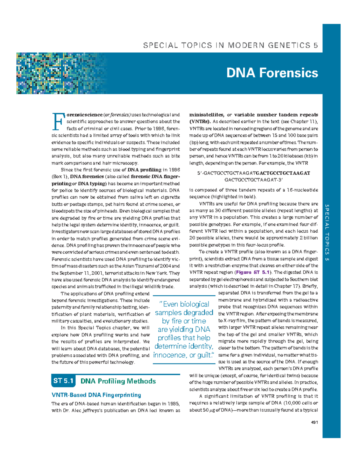 DNA-Forensics - dna - S P E C I A L T O P I C S 5 491 F orensic science ...