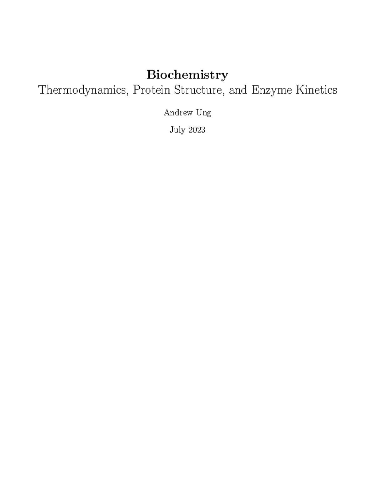 USABO Biochemistry: Thermodynamics, Protein Structure & Enzyme Kinetics ...
