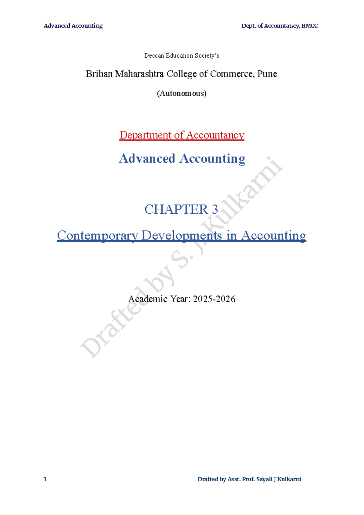 Adv Acc Chp 3: Developments in Accounting & Corporate Governance - Studocu