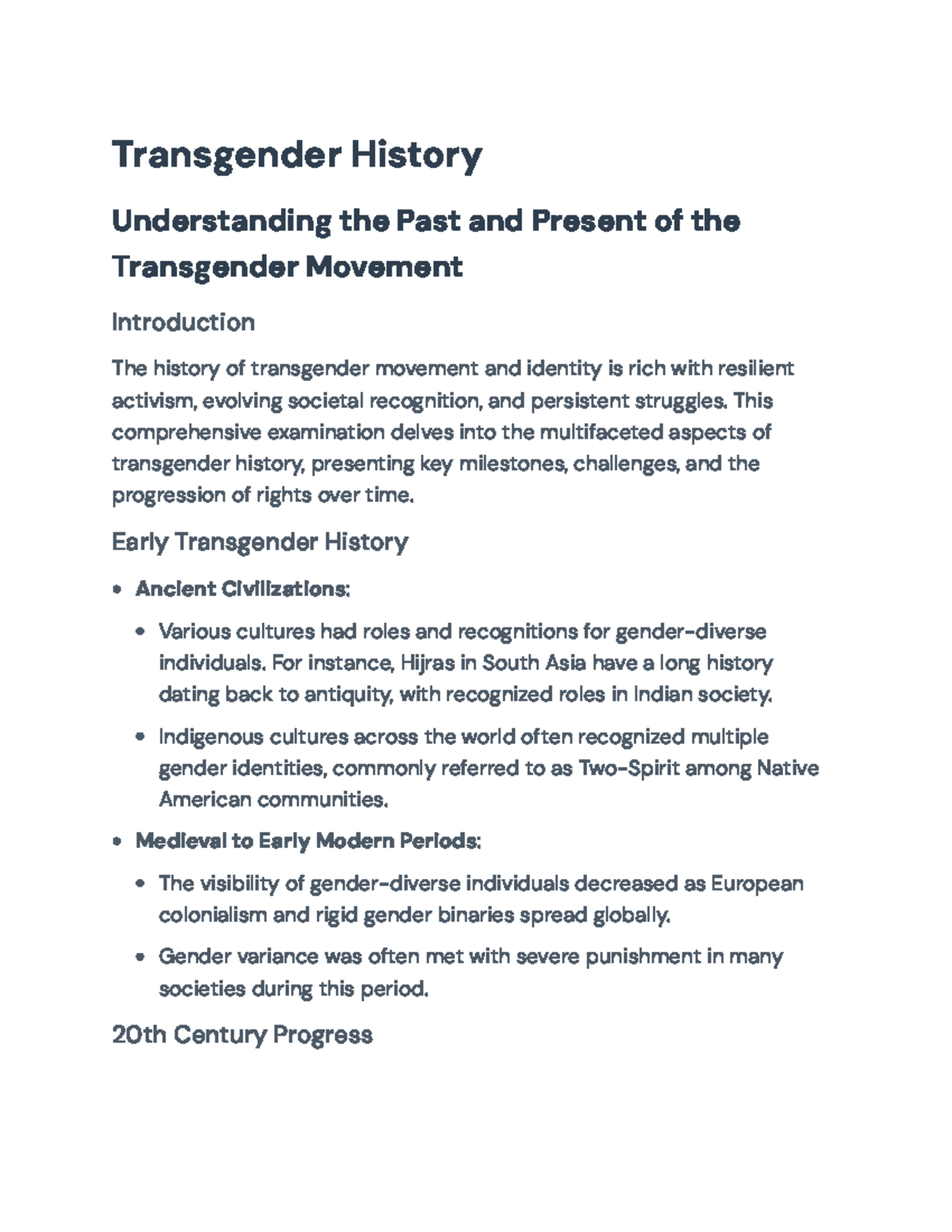 Transgender History: Key Milestones and Contemporary Challenges ...
