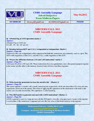 CS401-Midterm Solved Mcqs With References By Moaaz - CS401 Assembly Language Solved MCQS From ...